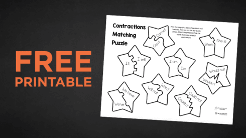 Free Printable: Contractions Matching Puzzle - We Are Teachers