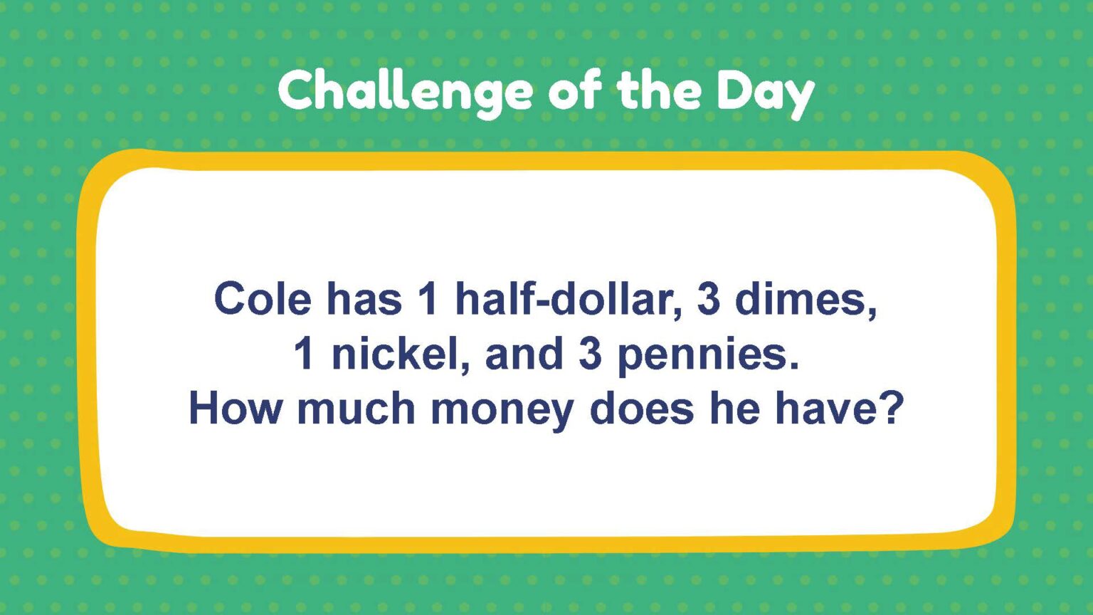 Money Word Problems: One a Day for a Month!