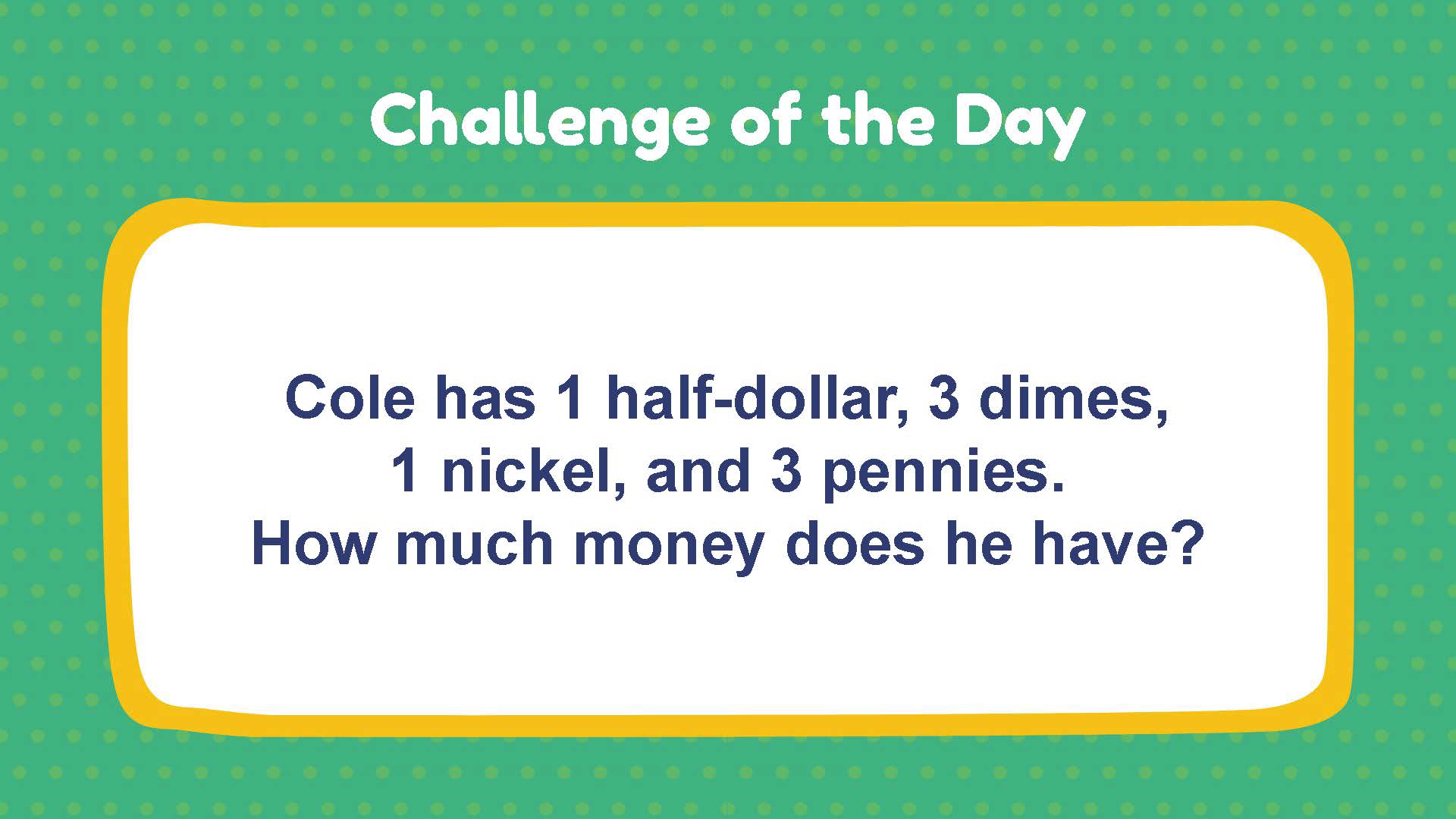 Money Word Problems: One a Day for a Month!