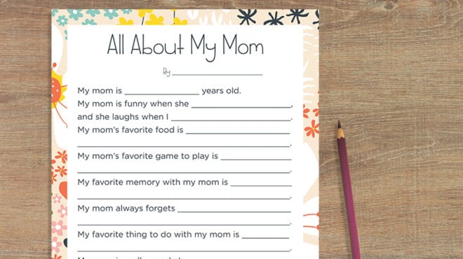 All About My Mom Printable + All About My Dad Printable - FREE Printable
