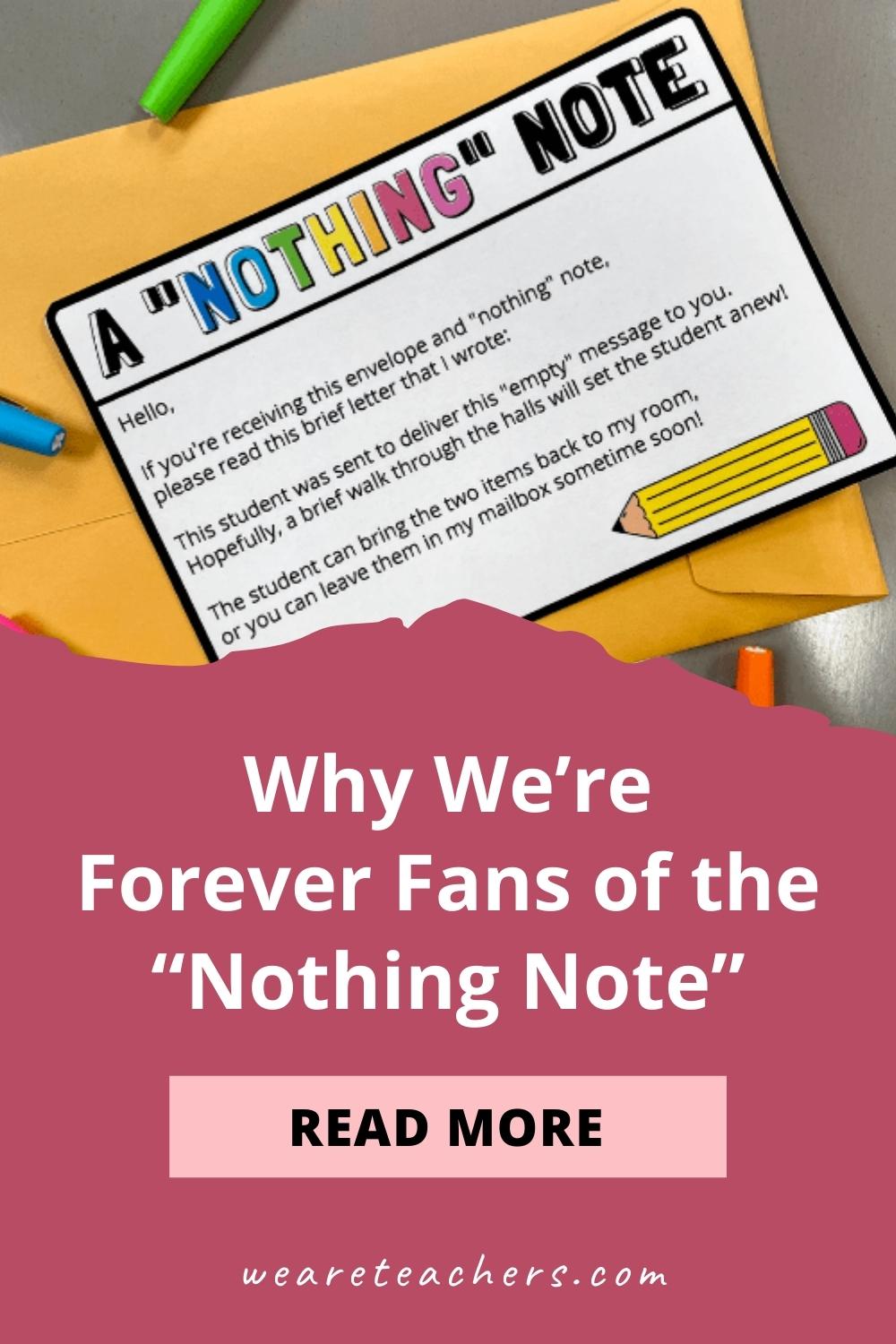Why We're Forever Fans of the "Nothing Note" - We Are Teachers