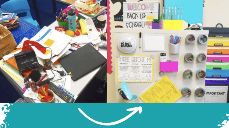 Calm the Clutter with Teacher Desk Organization Tips - We Are Teachers