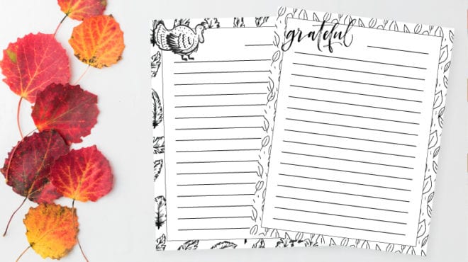 Thanksgiving Writing Paper Plus 15 Gratitude Writing Prompts