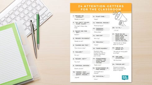 Attention-Getters for the Classroom: Free Printable With 25 Ideas