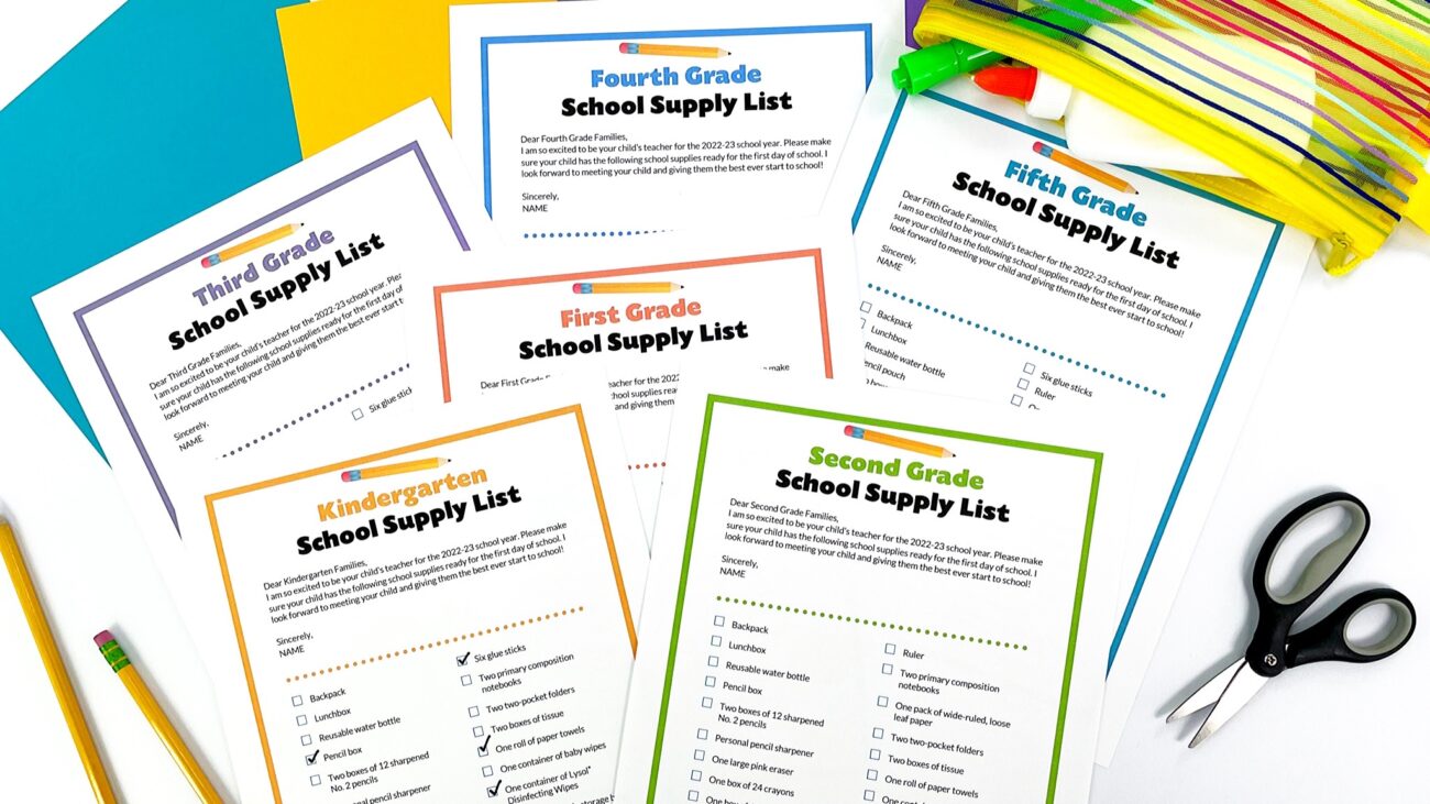 Get These Free School Supply Lists—One for Each Grade K-5